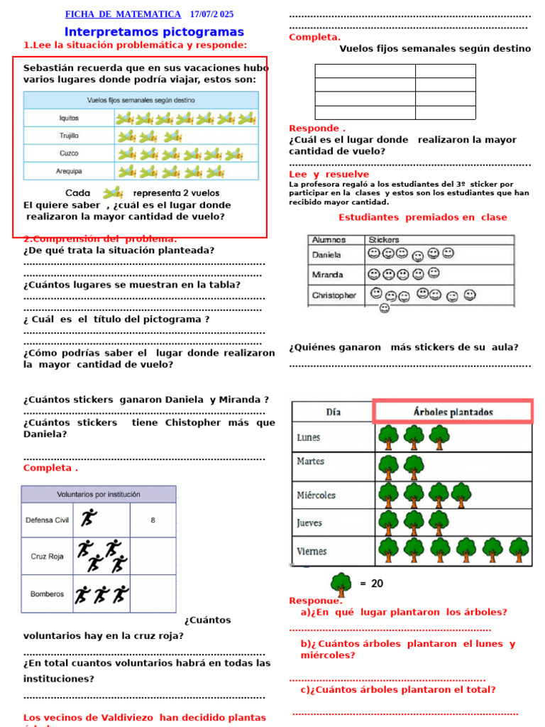 Interpretación de Pictogramas en Matemáticas | PDF