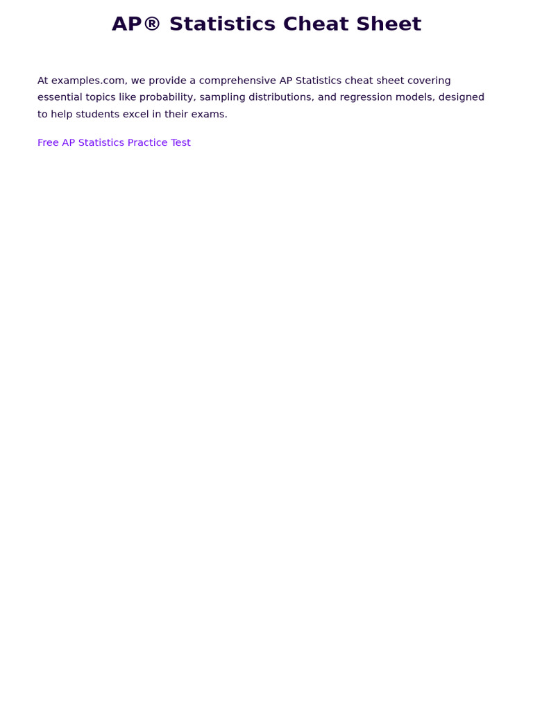 AP® Statistics Cheat Sheet | PDF | Sampling (Statistics) | P Value