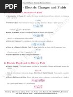 Electric Charges and Fields Formula Sheet Class12-1 | PDF