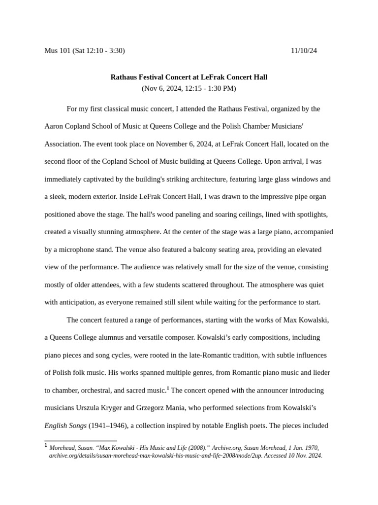 Mus 101 Concert Report | PDF | Concert | Orchestras