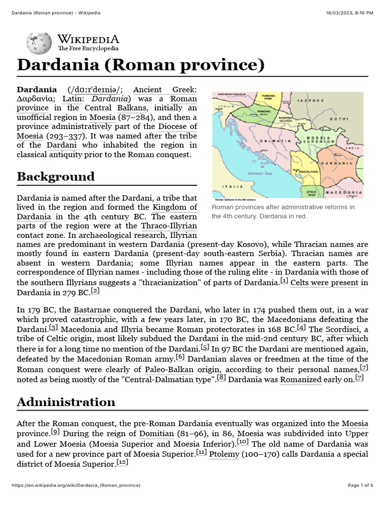 Dardania: Roman Province Overview | PDF | Ancient Europe | Classical ...