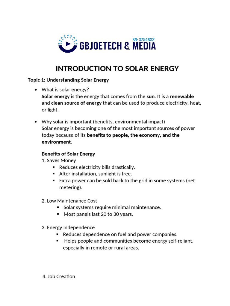 Introduction to Solar Energy Basics | PDF | Solar Cell | Power Inverter