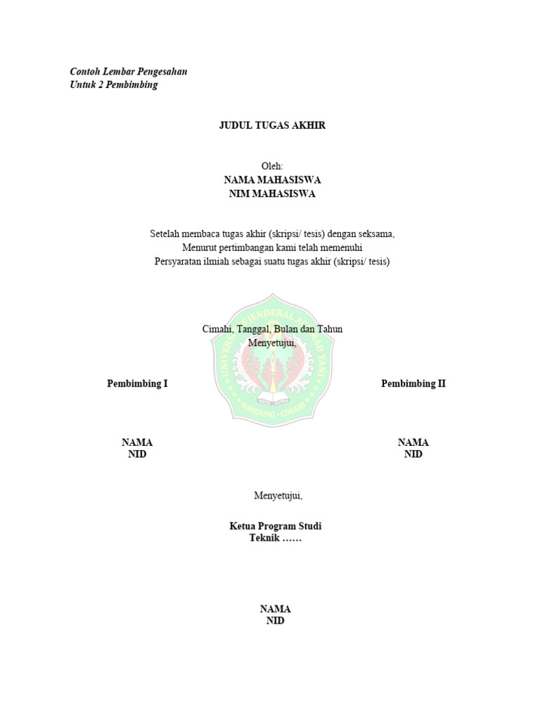 Contoh Lembar Pengesahan Skripsi | PDF