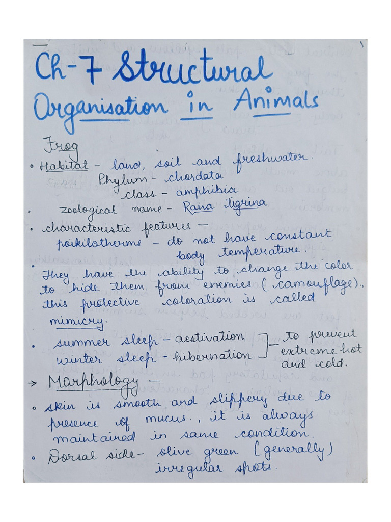 Ch-7 Structural Organisation in Animals. | PDF