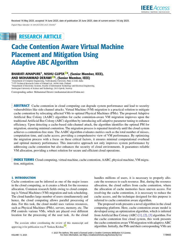 8.cache Contention Aware Virtual Machine Placement and Mitigation Using Adaptive ABC Algorithm ...