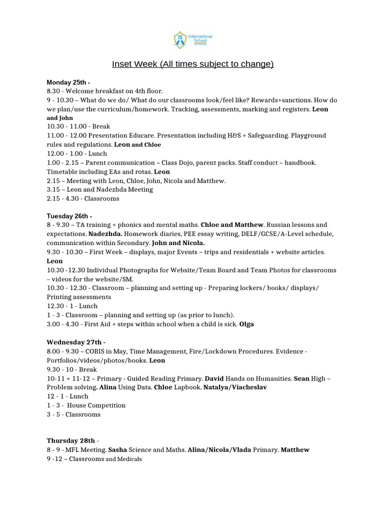 Inset Week August 2024 | PDF