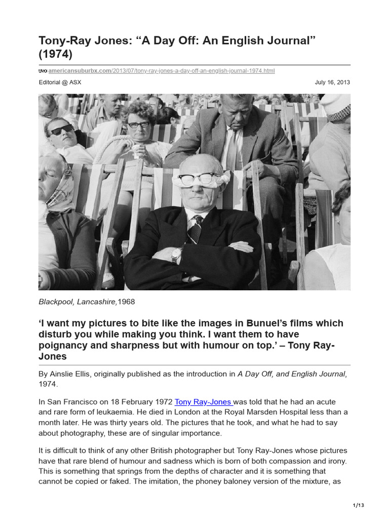 Tony-Ray Jones A Day Off An English Journal 1974 | PDF | Camera ...
