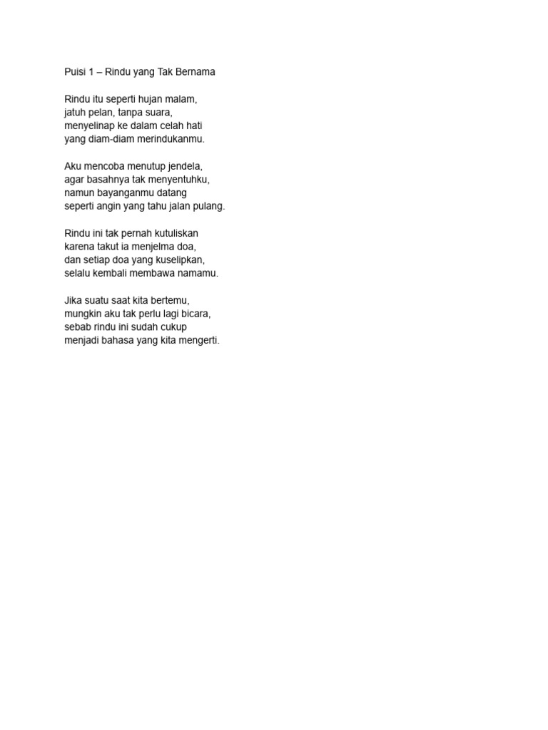 Puisi Rindu yang Tak Terungkap | PDF