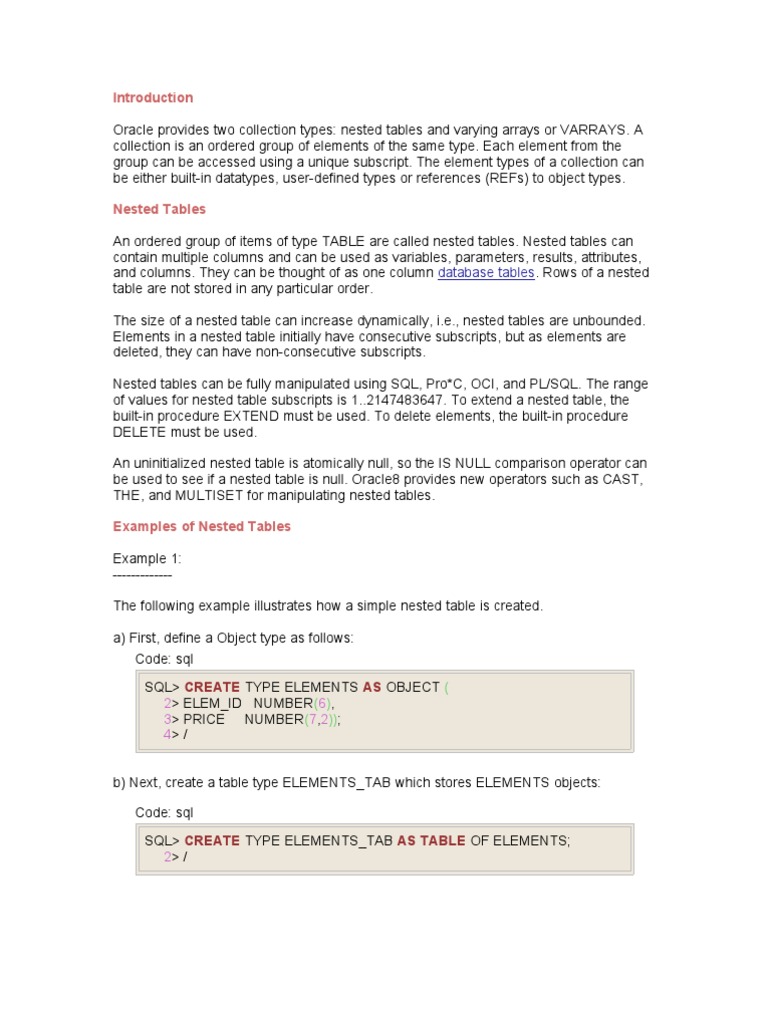 Collections | PDF | Pl/Sql | Array Data Structure