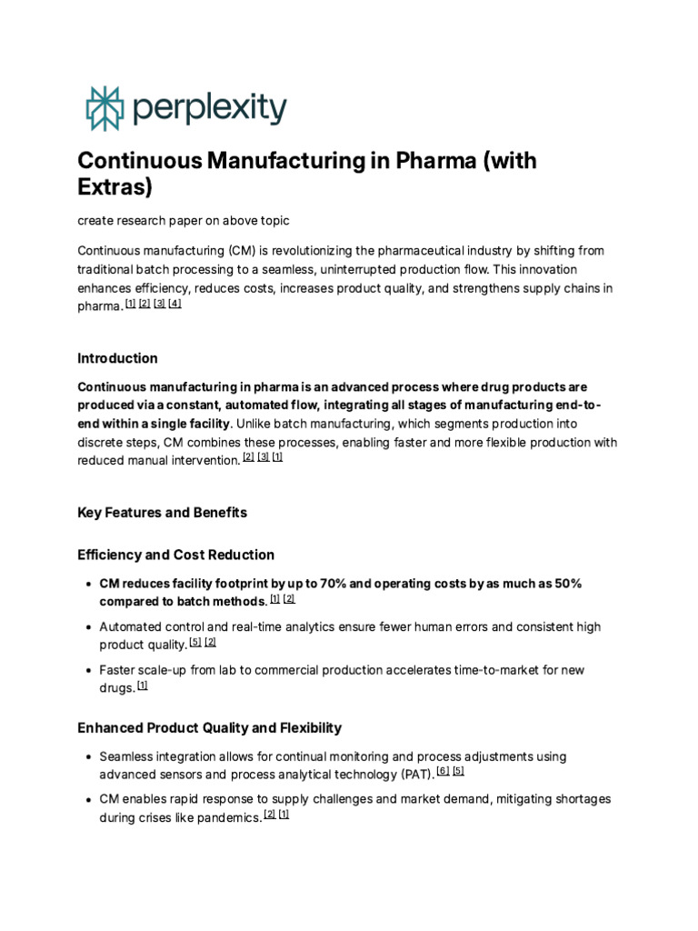 Advancements in Pharmaceutical Continuous Manufacturing | PDF ...