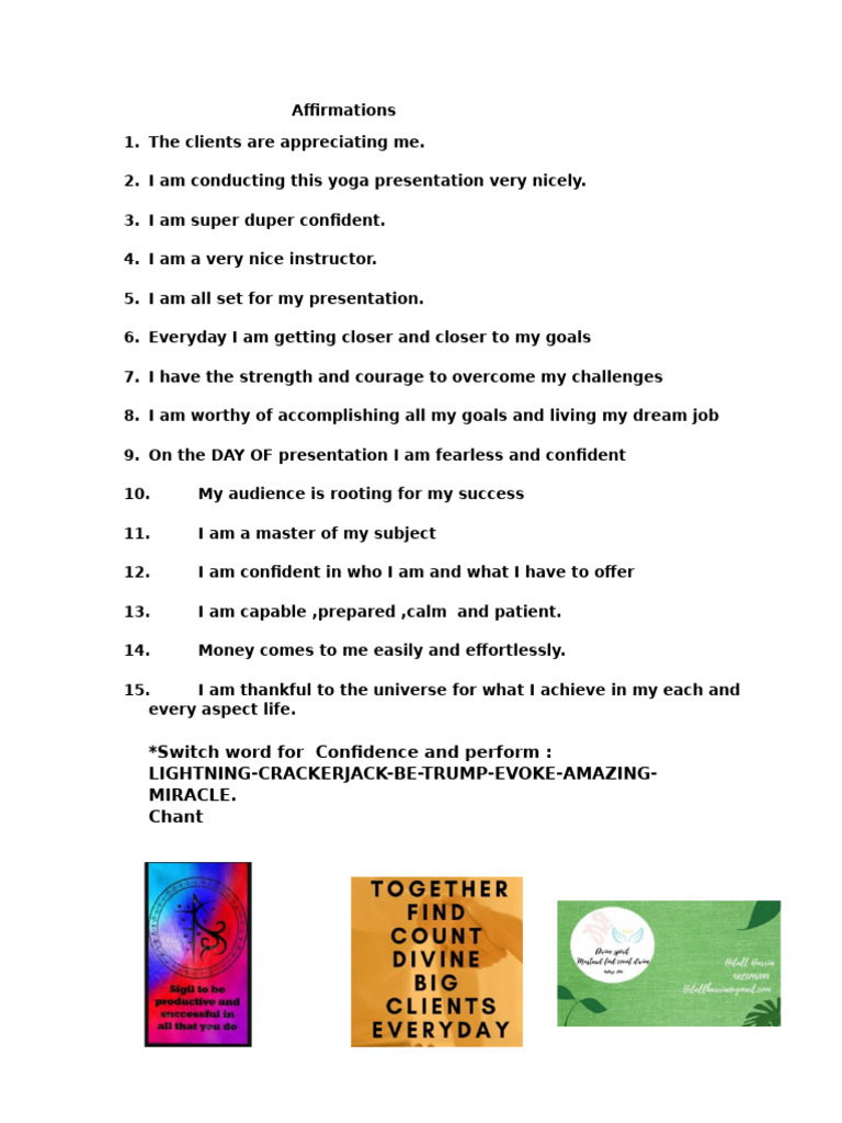 Empowering Affirmations for Confidence | PDF