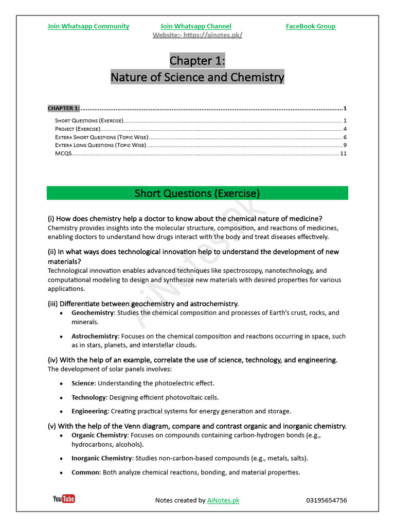 Chapter 1 (Nature of Science and Chemistry) Class 9 Chemistry FBSIE ...