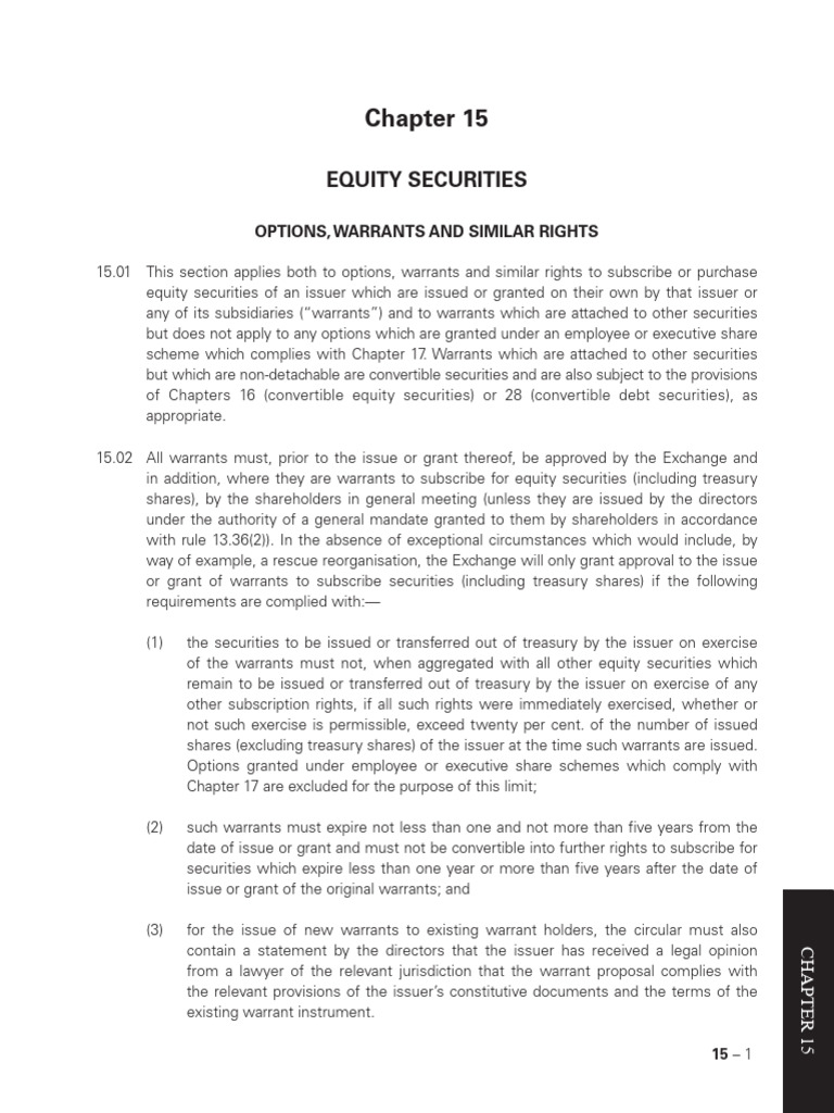Chapter 15 Options, Warrants and Similar Rights | PDF | Securities ...