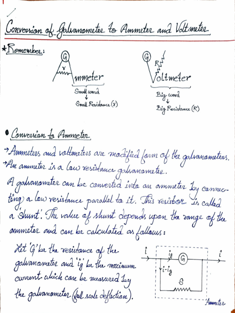 Conversion of Galvanometer To Ammeter and Voltmeter | PDF