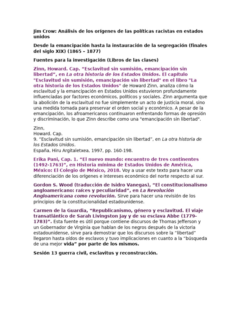 Orígenes de las leyes Jim Crow | PDF | Leyes de Jim Crow | Esclavitud