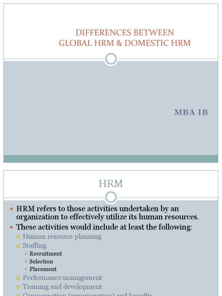 Differences Between GHRM and Ihrm | PDF | Human Resource Management ...
