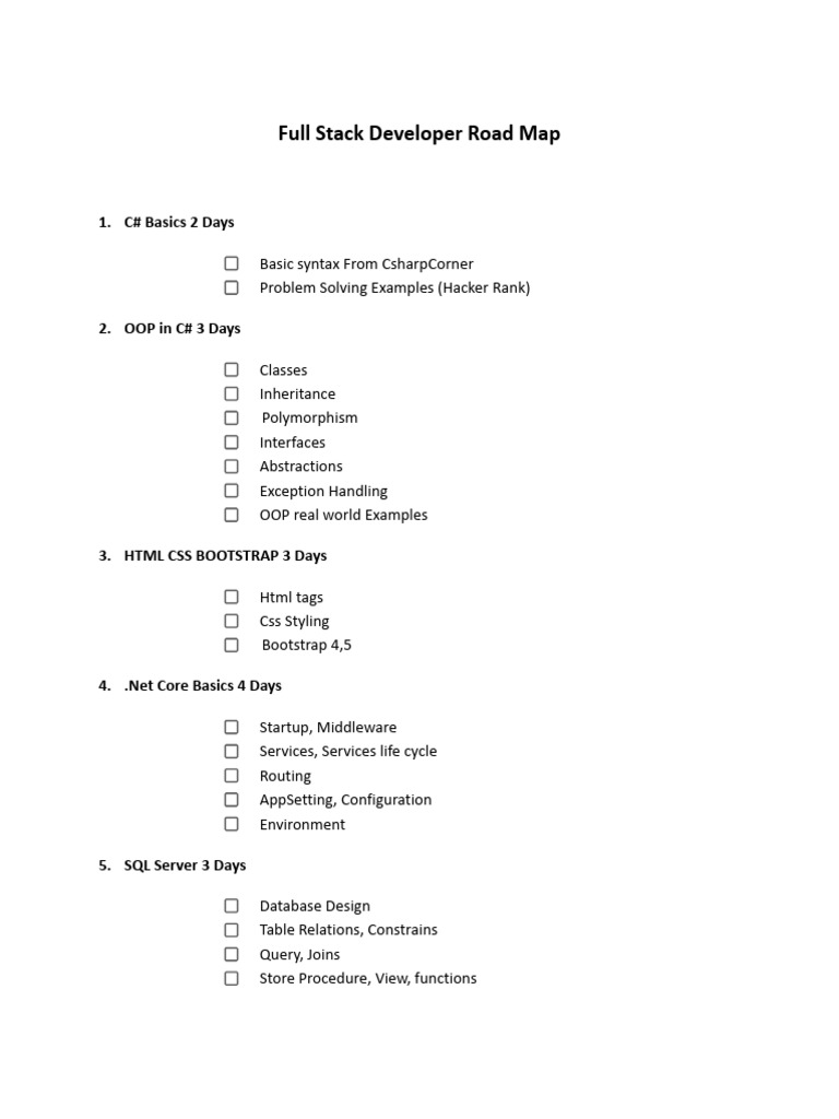 Full Stack Developer Road Map | PDF