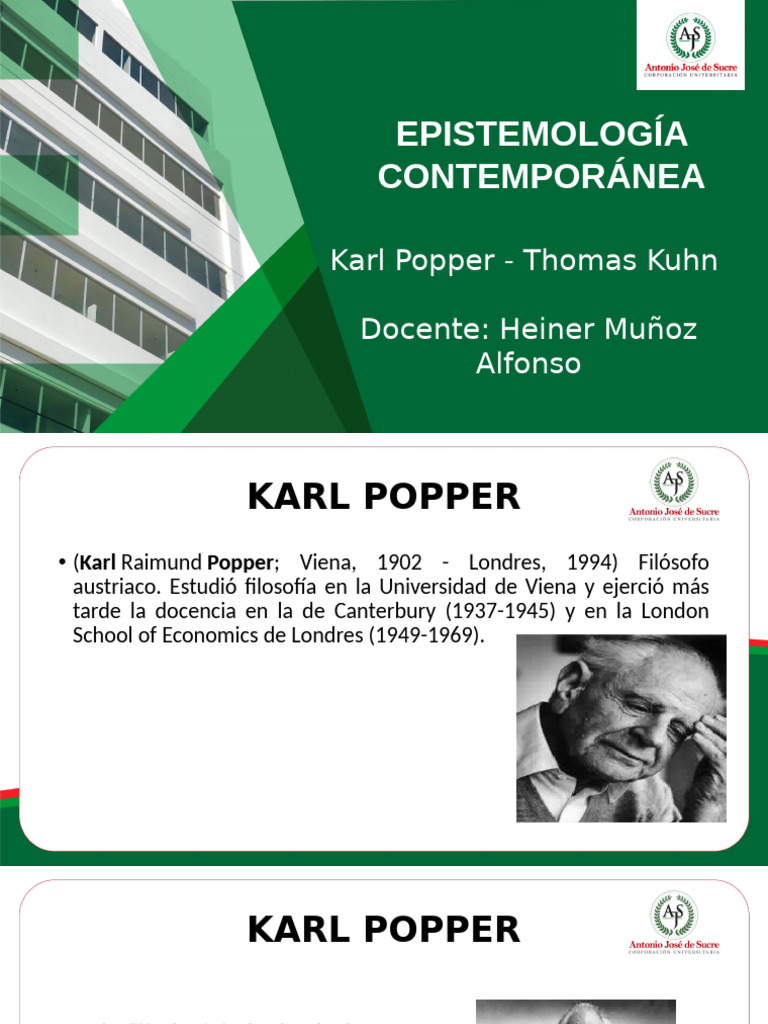 Clase N. 8 - Epistemología Contemporánea. Karl Popper y Thomas Kum. | PDF | Karl Popper ...