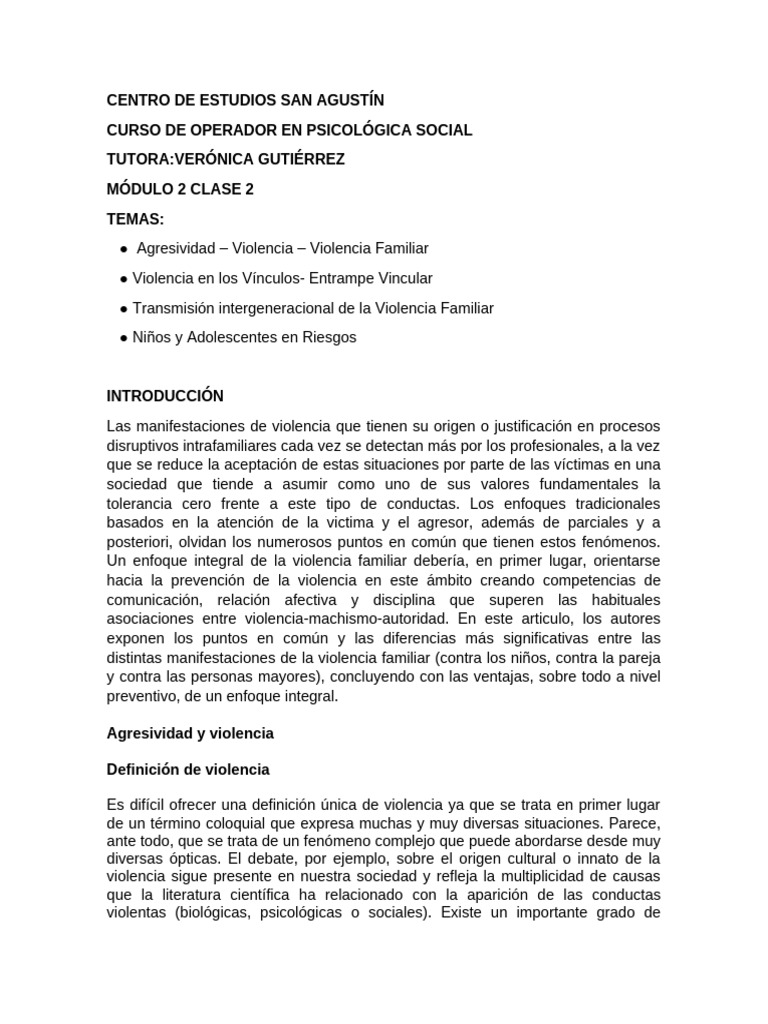 Cesa. Psicología Social - Módulo 2 - Clase 2 | PDF | Violencia | Violencia doméstica