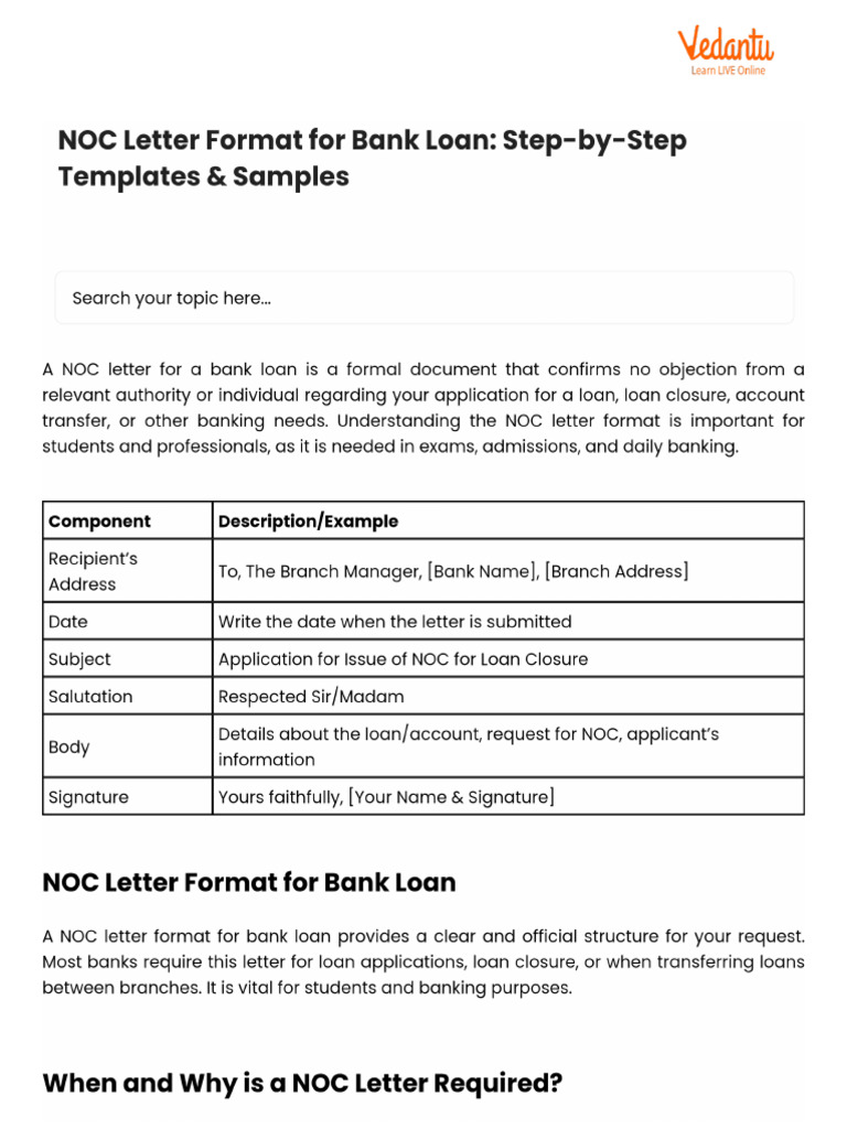 NOC Letter Format For Bank Loan - Step-By-Step Templates & Samples | PDF