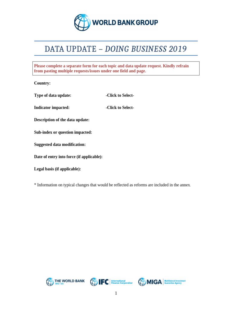 Data Update Request for Doing Business 2019 | PDF | Bankruptcy | Taxes