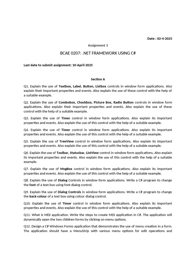 Assignment 3-BCAE 0207-V1 | PDF | C Sharp (Programming Language ...