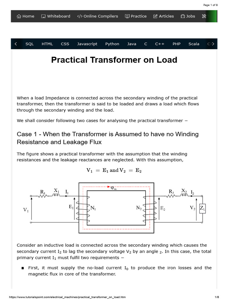 Practical Transformer On Load | PDF | Transformer | Electronic Engineering