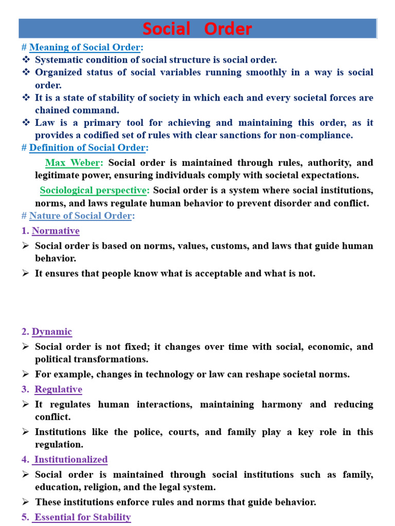Understanding Social Order and Stability | PDF