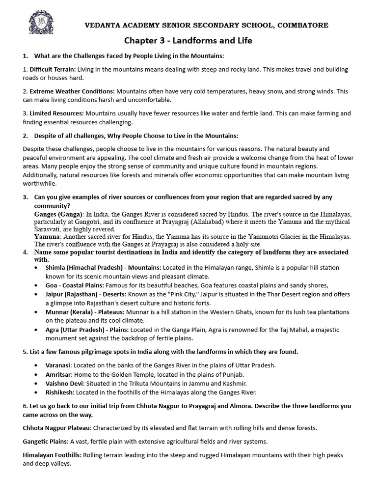 Worksheet - Landforms Gr6 | PDF | Himalayas | Mountains