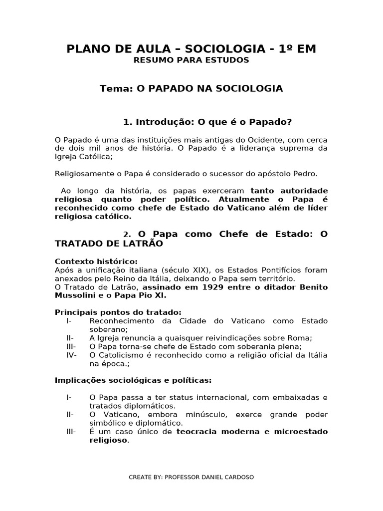 Papado e Positivismo na Sociologia | PDF | Sociologia | Positivismo