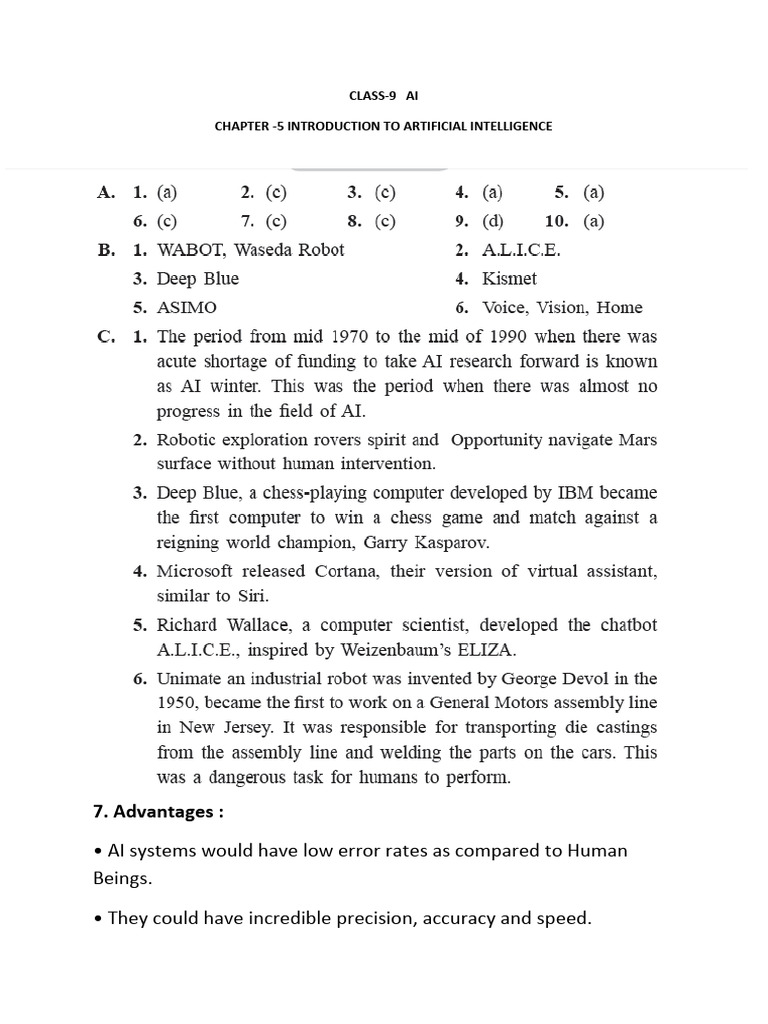 Class-9 Ch-1 Introduction To Ai | PDF