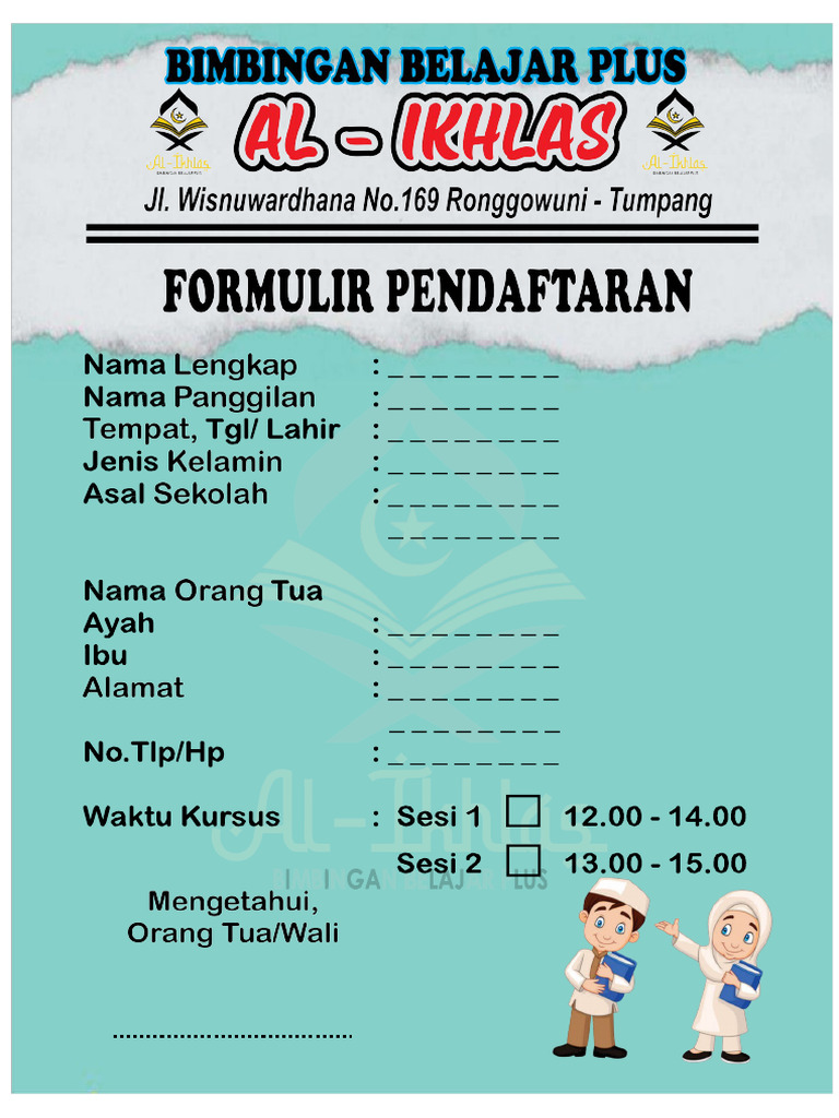 SPP & Formulir Bimbel Al Ikhlas Jago | PDF