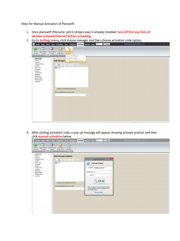 Planswift Manual Activation Procedures | PDF