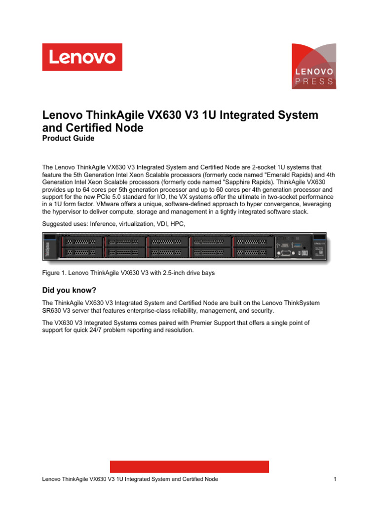 Lenovo ThinkAgile VX630 V3 Overview | PDF | Solid State Drive ...
