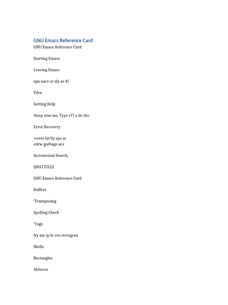 Emacs Reference Card | PDF