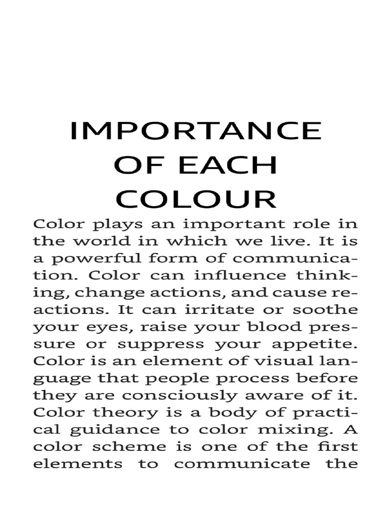 Importance of Each Colour. | PDF