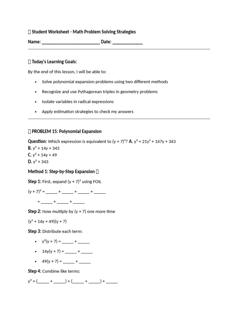 ACT Student Demo Lesson | PDF | Square Root | Polynomial