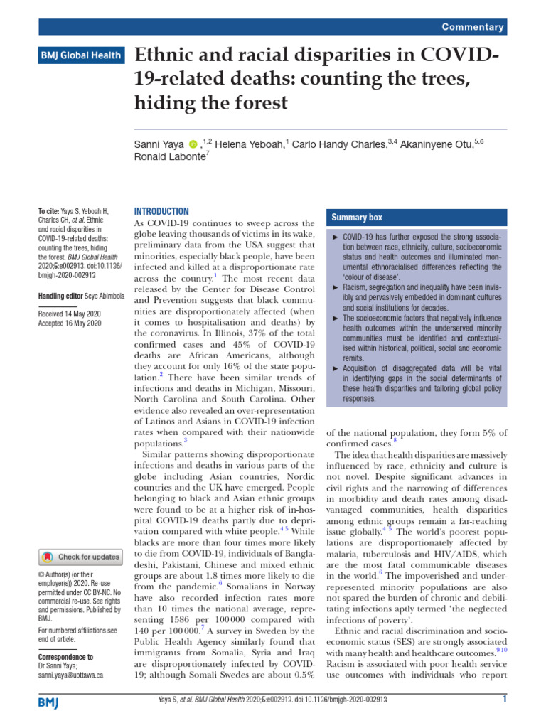 COVID-19 Death Disparities by Race | PDF | Health Equity ...