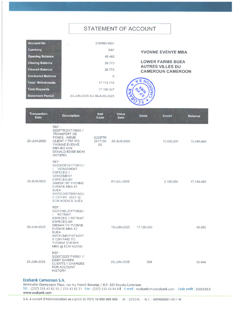 Statement of Account | PDF
