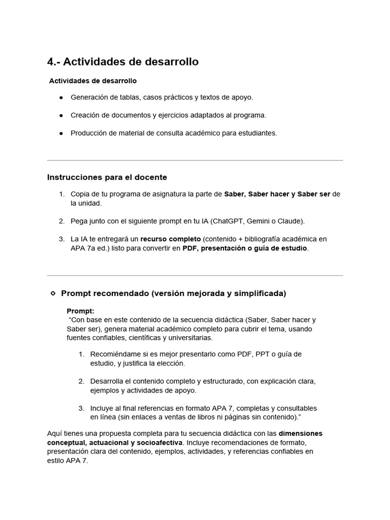 Actividades de Desarrollo Educativo | PDF | Aprendizaje | Enseñando