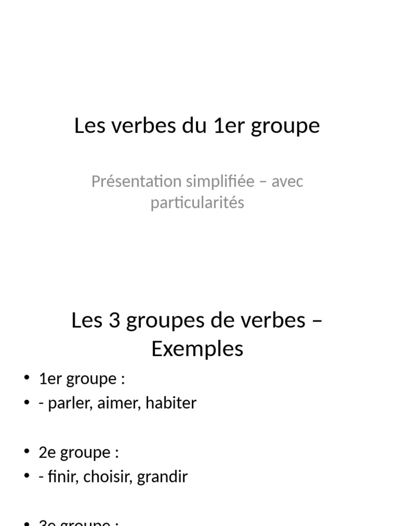 Conjugaison des verbes du 1er groupe | PDF