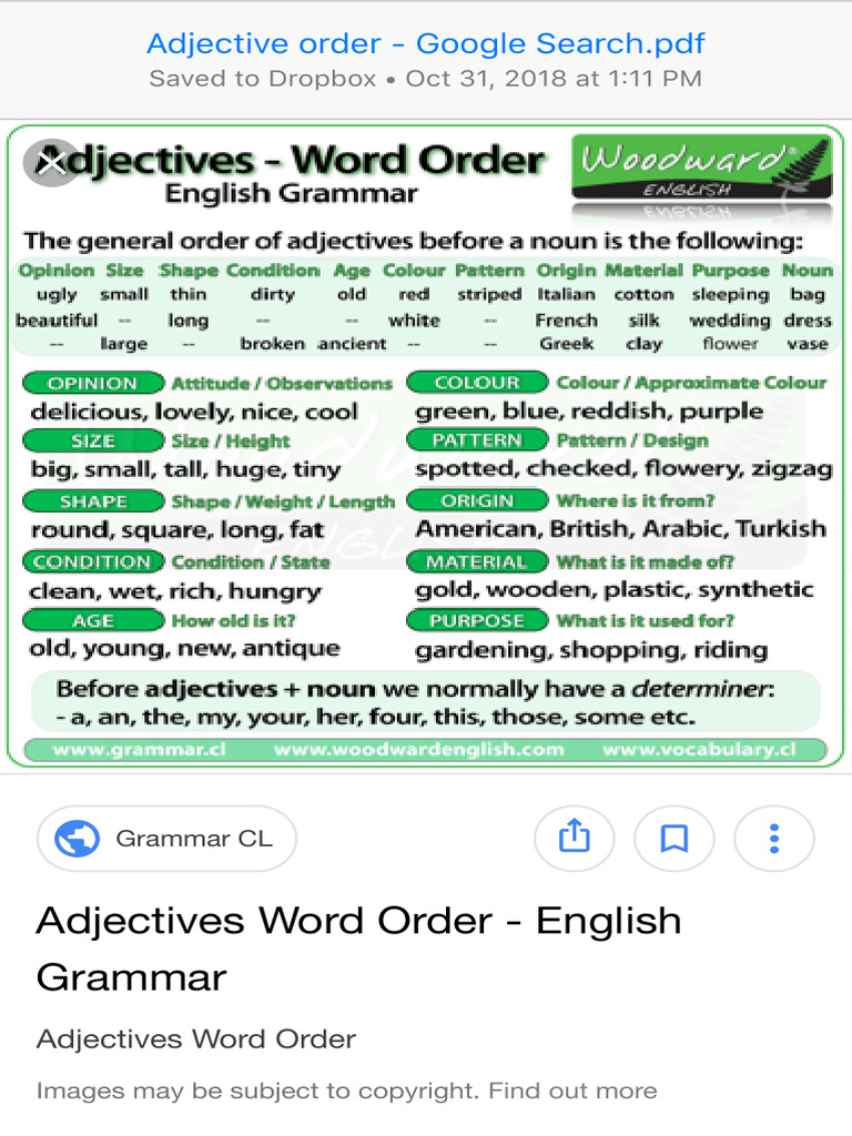 Adjective Order | PDF