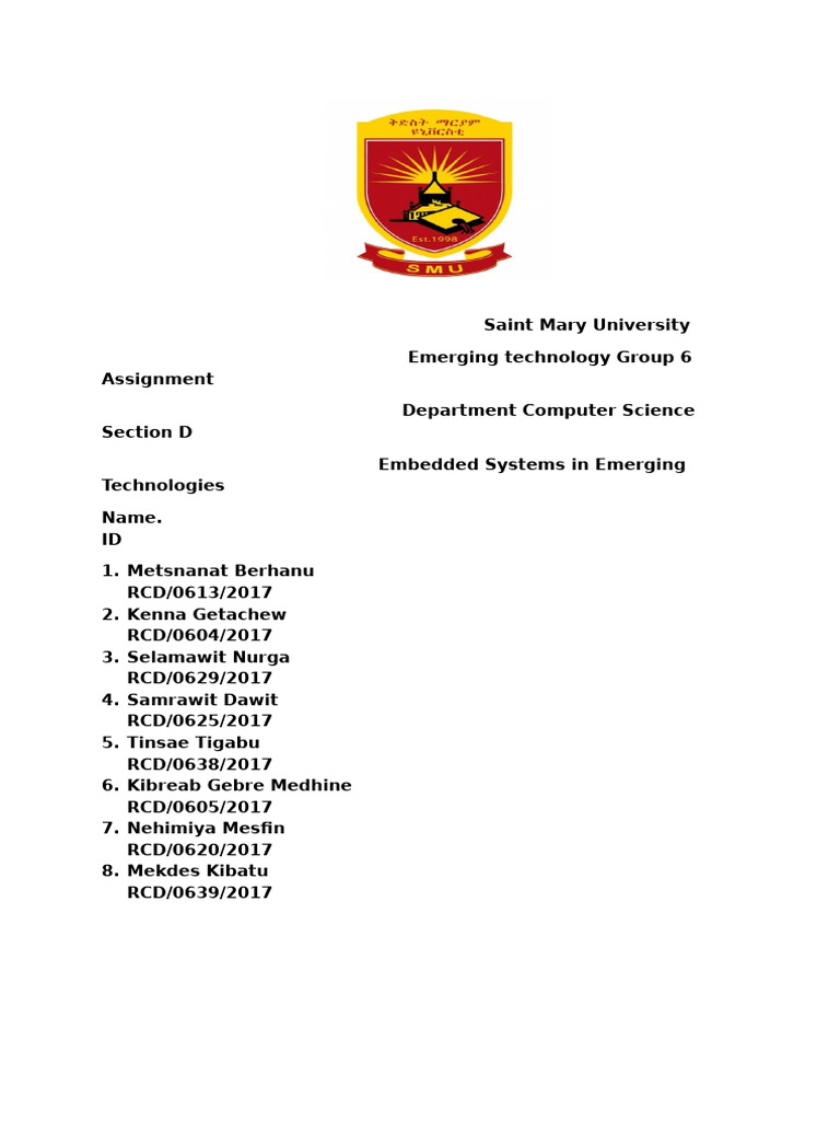 Emerging Technology Assignment | PDF | Embedded System | Microprocessor