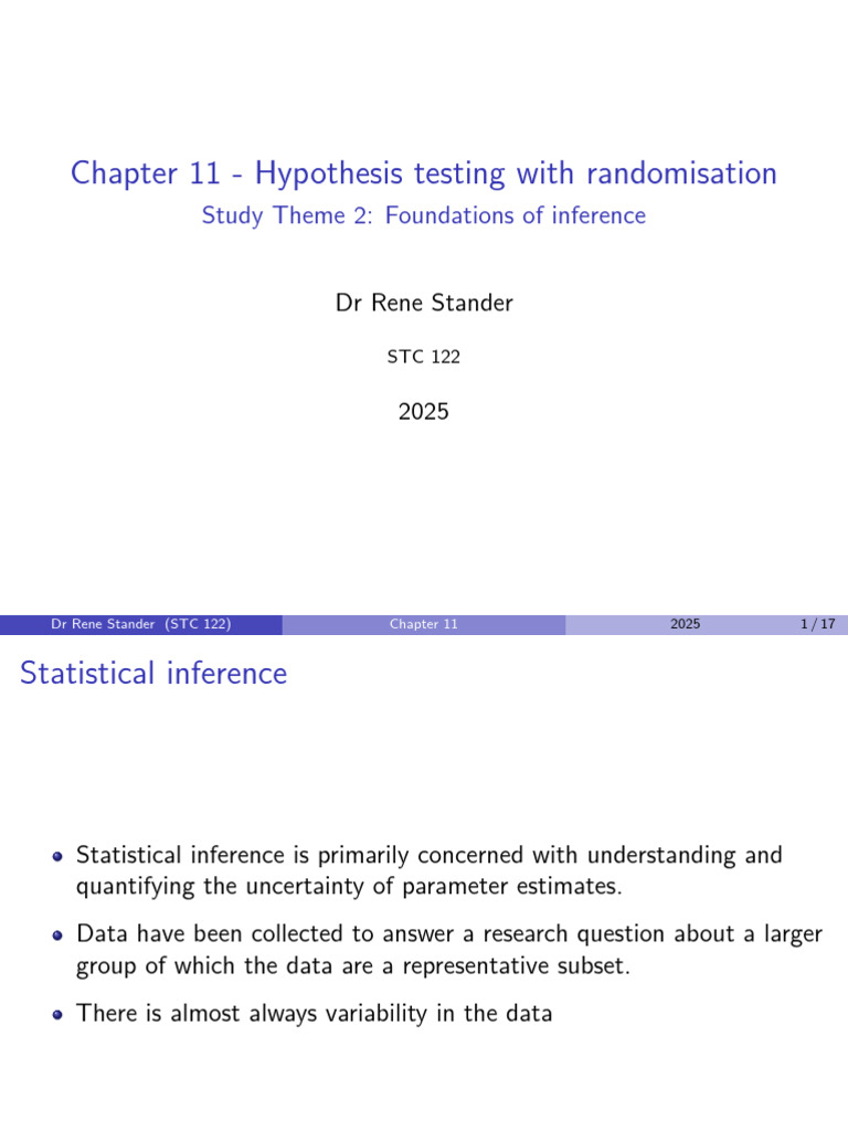 Study Theme 2 - Chapter 11 - Hypothesis Testing With Randomization ...