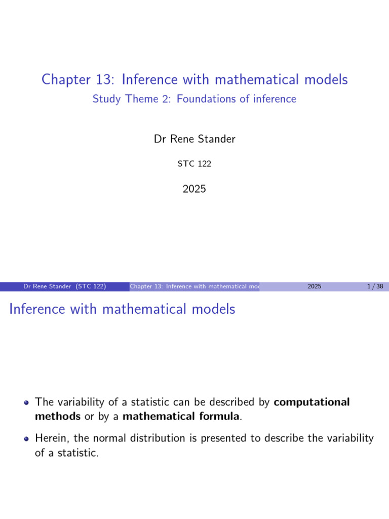 Study Theme 2 - Chapter 13 - Inference With Mathematical Models | PDF | Normal Distribution ...