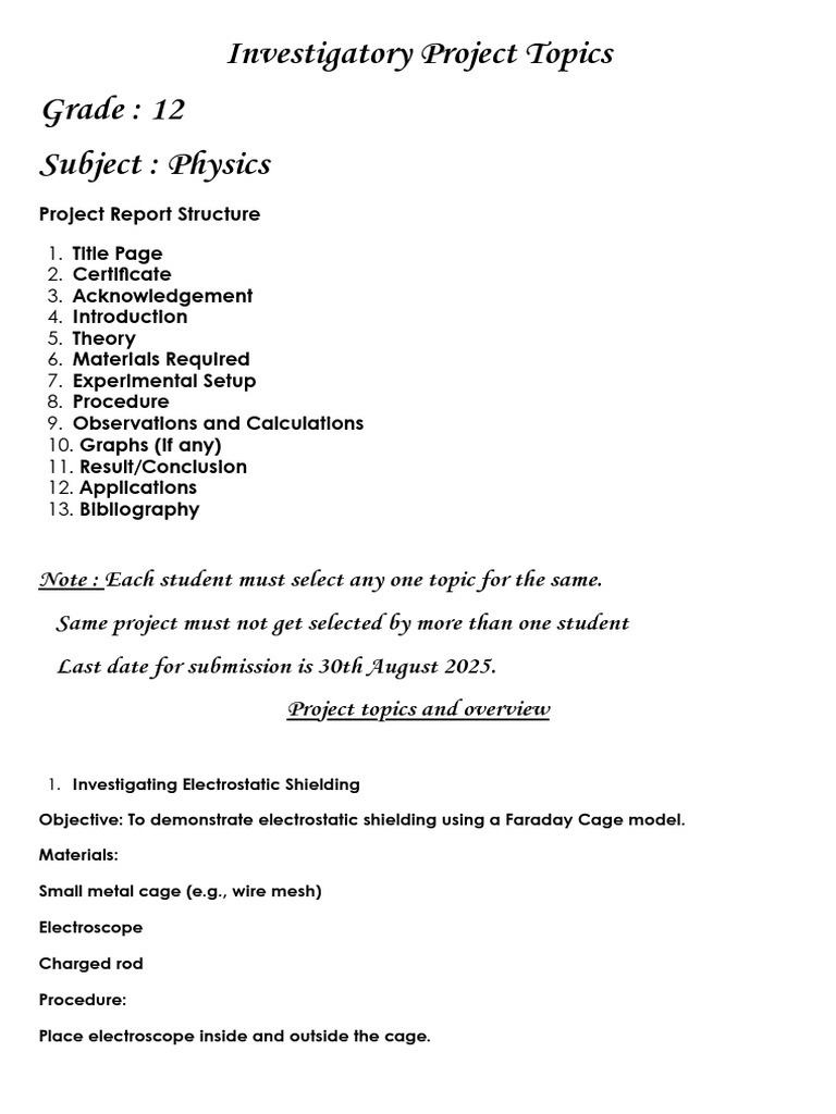 Grade 12 Physics Investigatory Projects | PDF | Electromagnetic ...