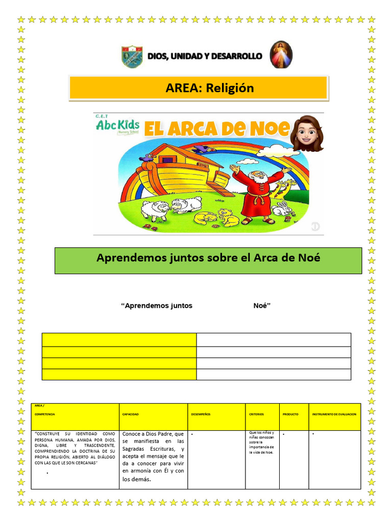Aprendemos Sobre El Arca De Noé Pdf Noé Arca De Noé