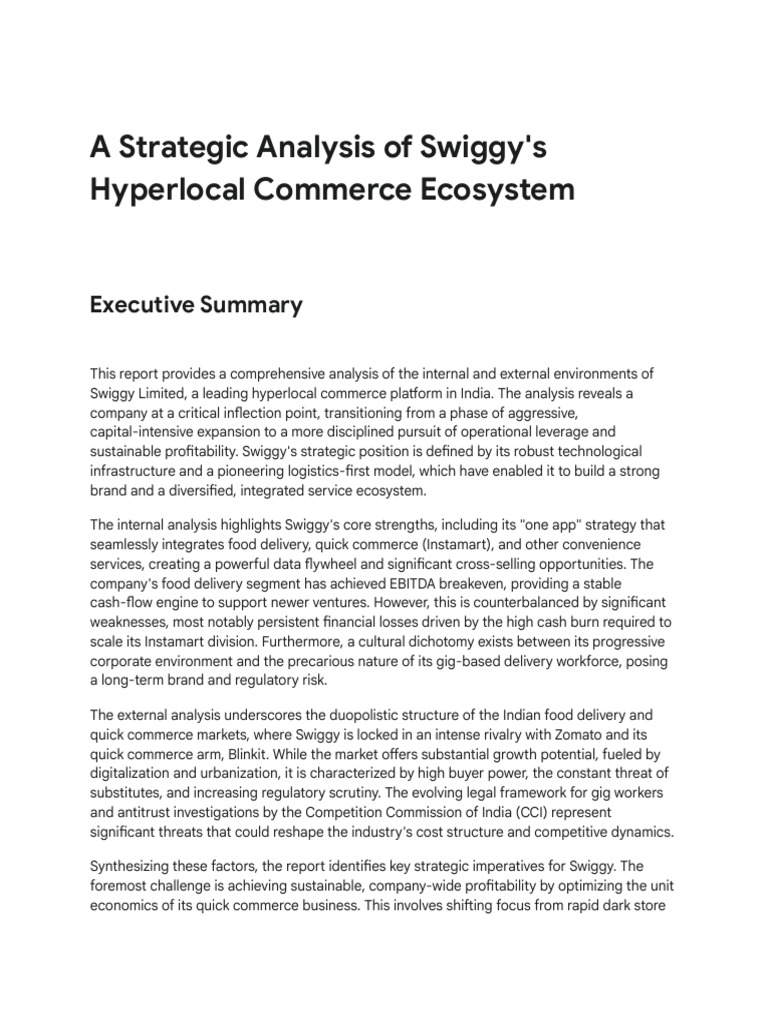 Swiggy's Strategic Analysis & Market Insights | PDF | Artificial ...