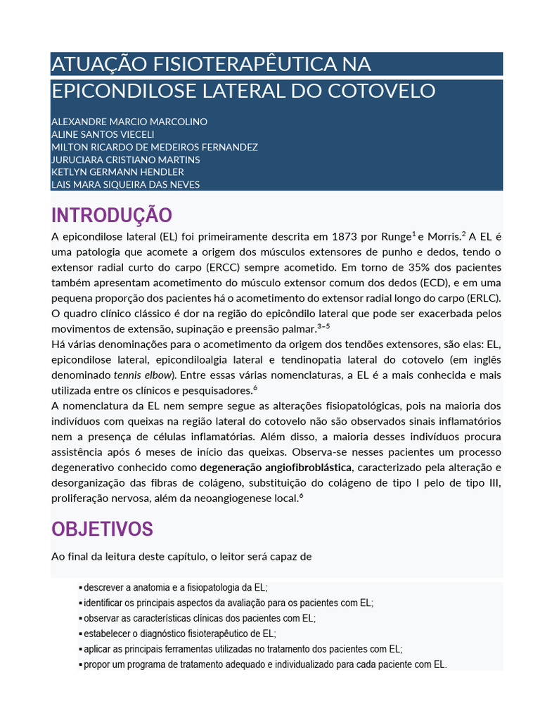 Fisioterapia na Epicondilose Lateral | PDF | Dor | Músculo