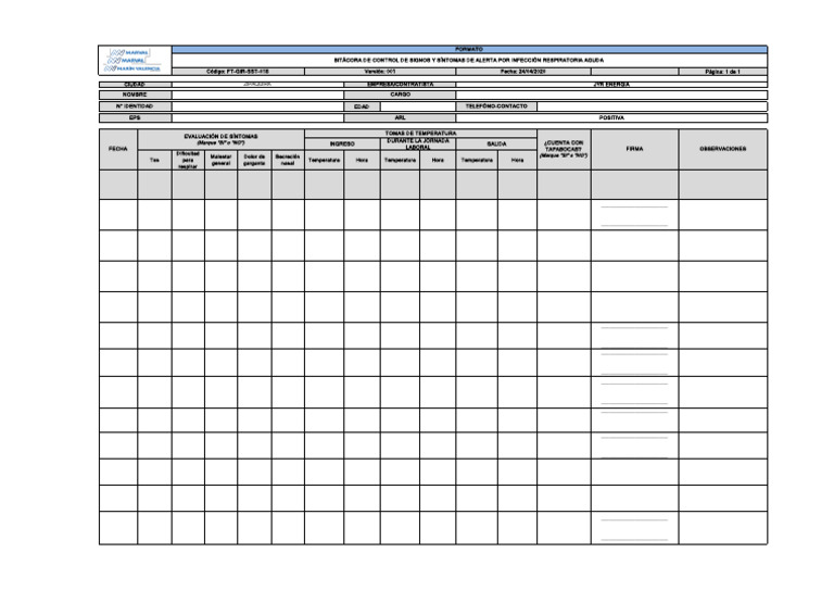 Formato en Blanco Bitacora | PDF | Enfermedades y trastornos ...